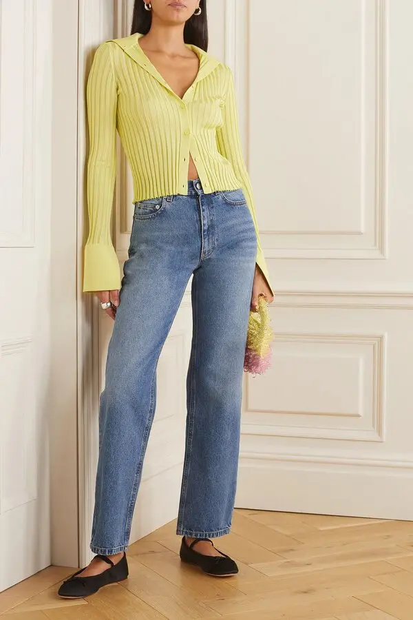 Molly Goddard Lily High-Rise Wide-Leg Jeans In Mid Denim - 75% Off